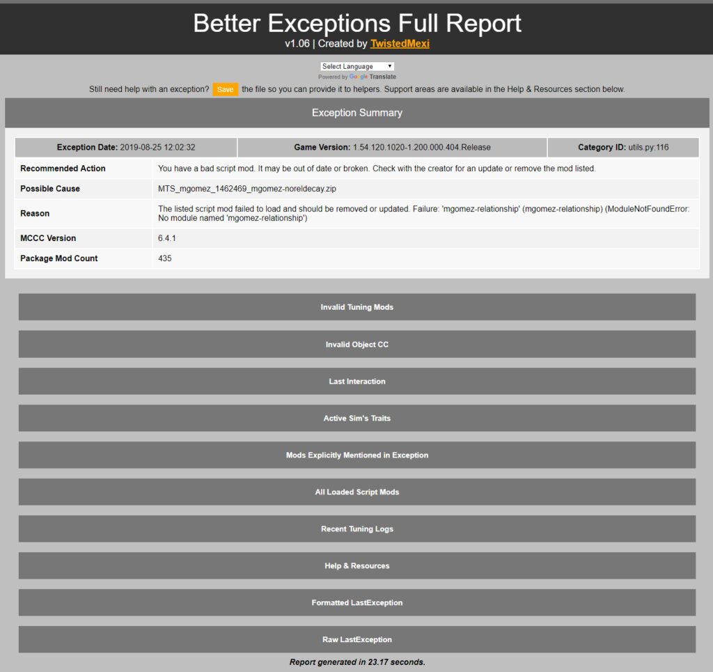 Better Exceptions Sims 4: Detecta Errores en Mods y CC