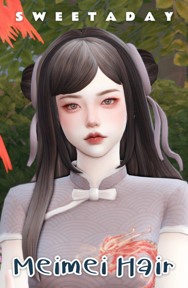 CC: "Meimei Hair" en Los Sims 4 por Sweetaday - Simlish 4