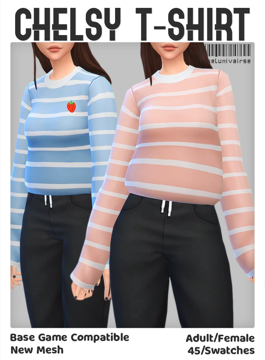 CC: "Chelsy Tshirt" en Los Sims 4 por Pixelunivairse - Simlish 4