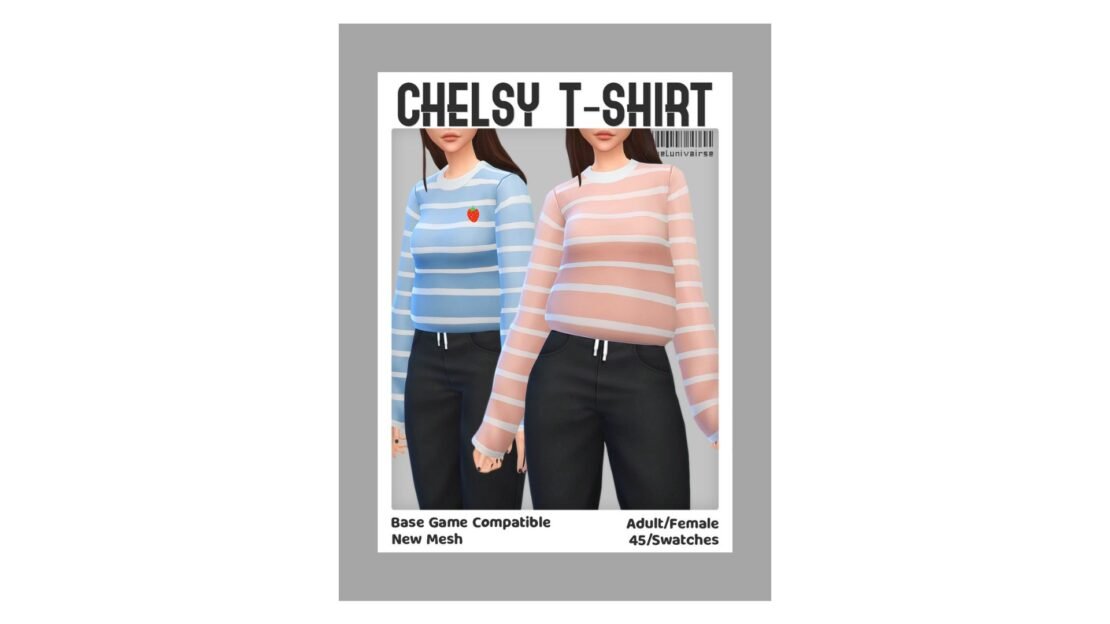 CC: "Chelsy Tshirt" en Los Sims 4 por Pixelunivairse - Simlish 4