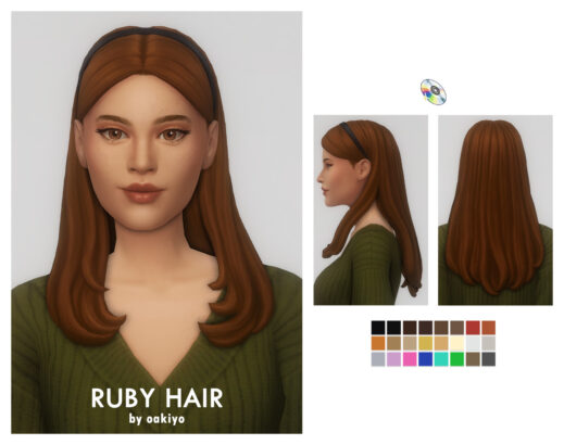CC: "Ruby Hair" en Los Sims 4 por Oakiyo - Simlish 4