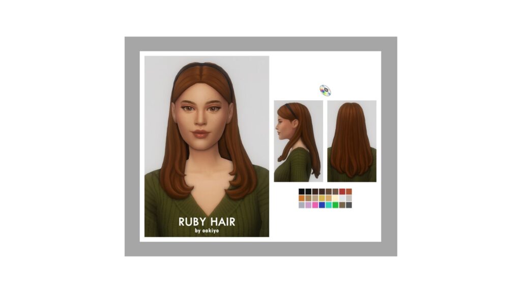 CC: "Ruby Hair" en Los Sims 4 por Oakiyo - Simlish 4