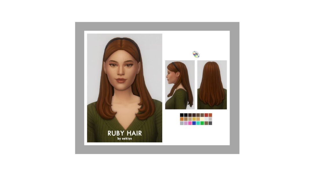 CC: "Ruby Hair" en Los Sims 4 por Oakiyo - Simlish 4