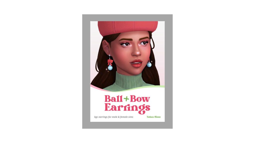 CC: "Ball + Bow Earrings" en Los Sims 4 por Nolan Sims | Simlish 4