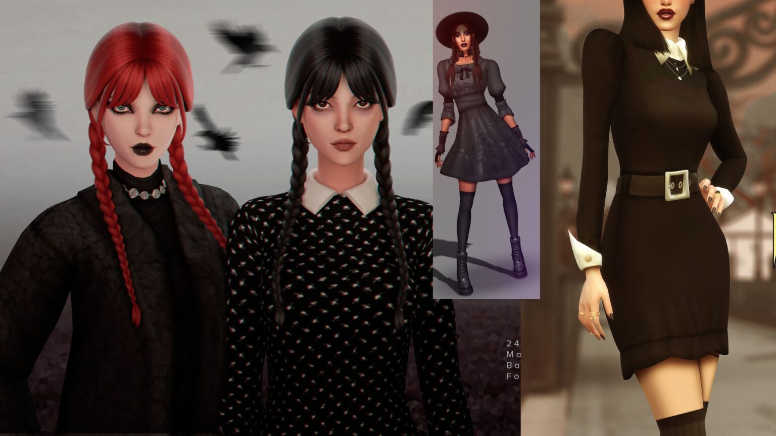 CC: Recrea a Merlina Addams (wednesday) en Los Sims 4 | Simlish 4