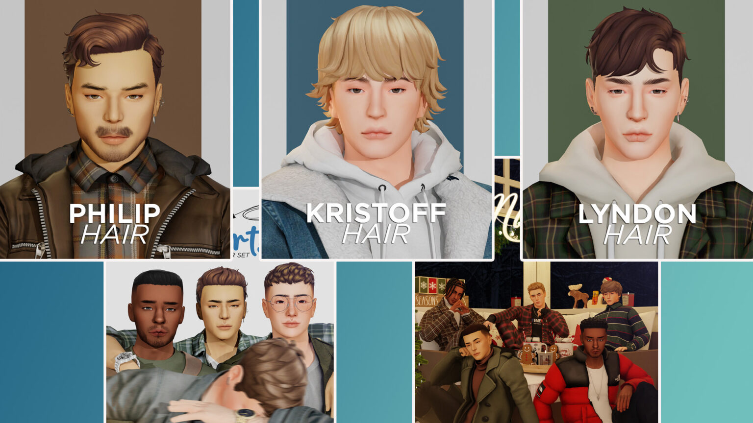 CC: Peinados masculinos por Johnny Sims para Los Sims 4 - Simlish 4