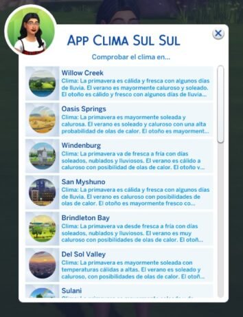 Mod: Consulta el clima de cualquier mundo Sim, con la app Clima Sul Sul ...
